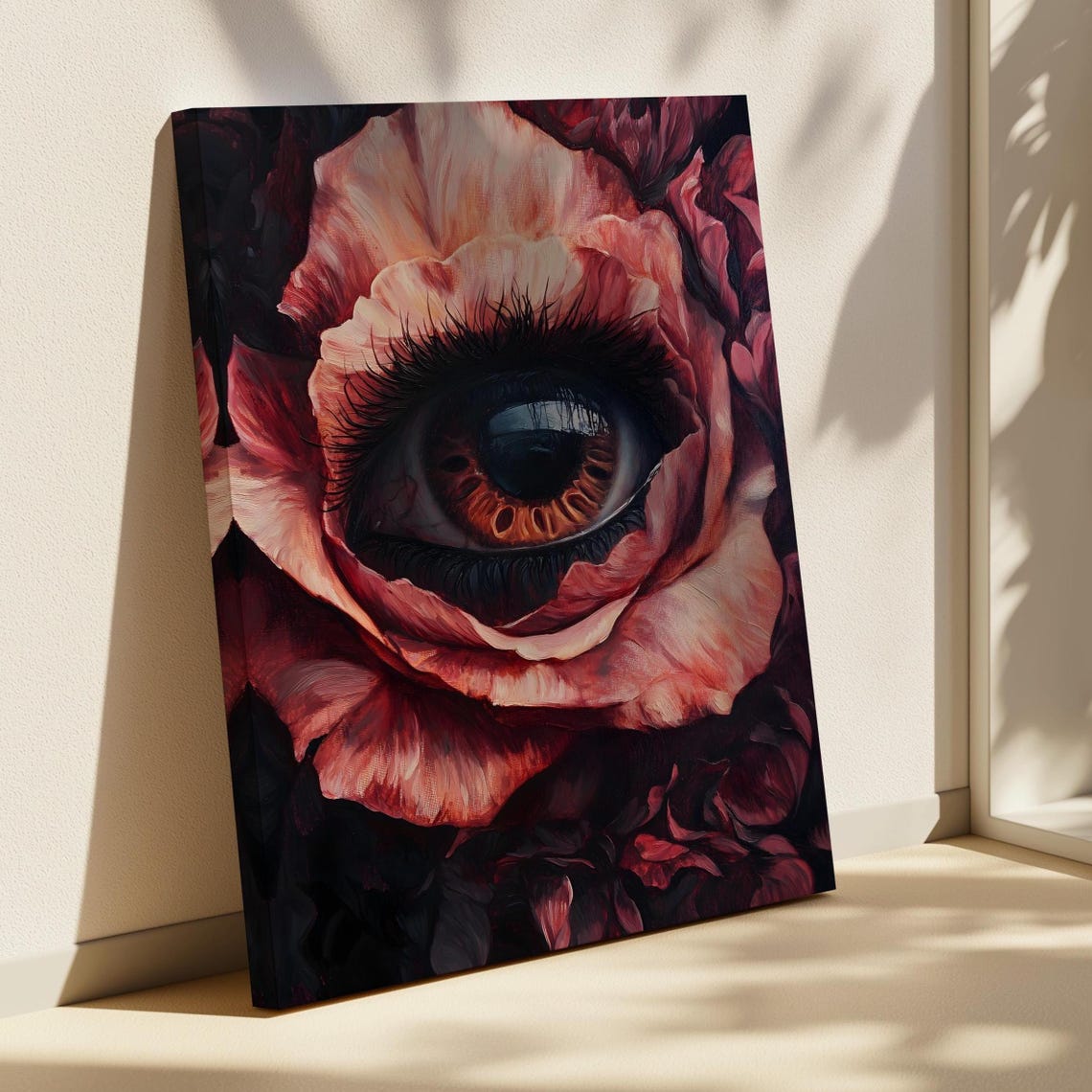 Surreal Rose Eye Wrap – Floral Eyeball Wall Art, Dark Botanical ...