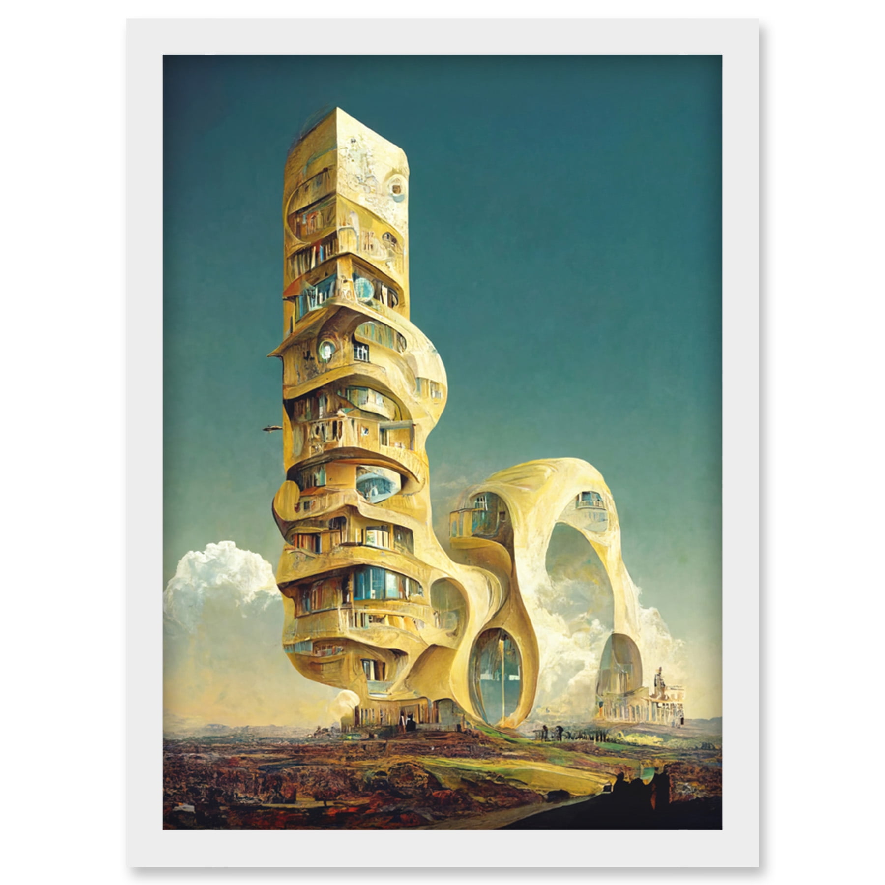 Surrealism Modern Architecture Palace Artwork Framed Wall Art Print A4 ...
