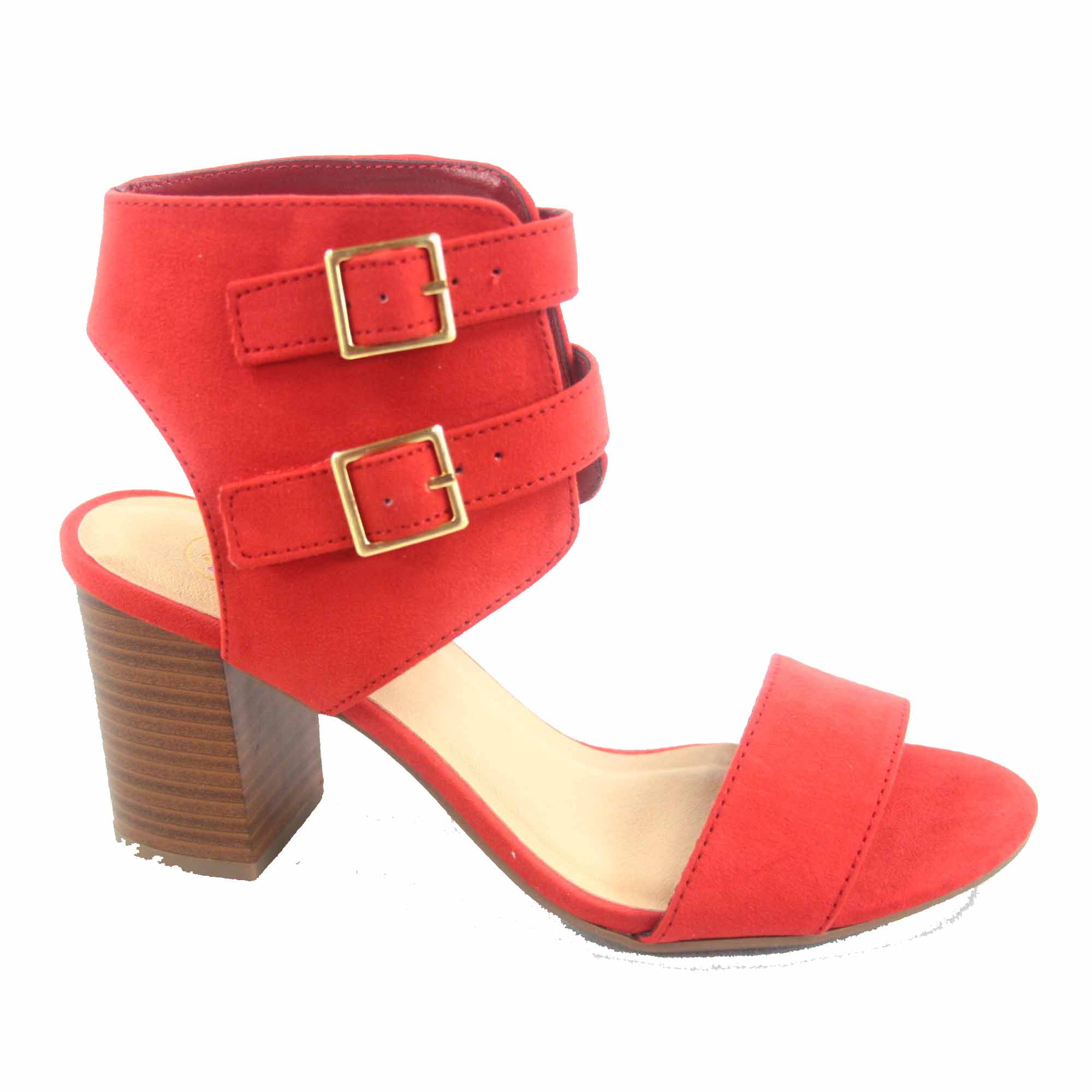 Surrell Women's Single Band Double Buckles Chunky Heel Sandal - Walmart.com