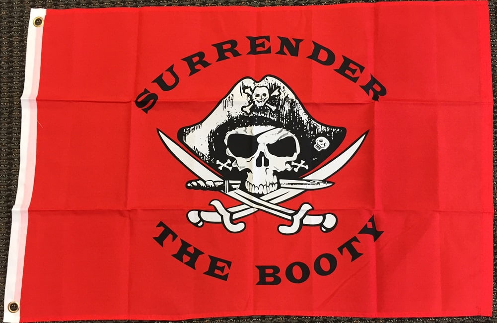 Surrender The Booty Red Pirate Flag Ship Banner Jolly Roger Pennant New ...