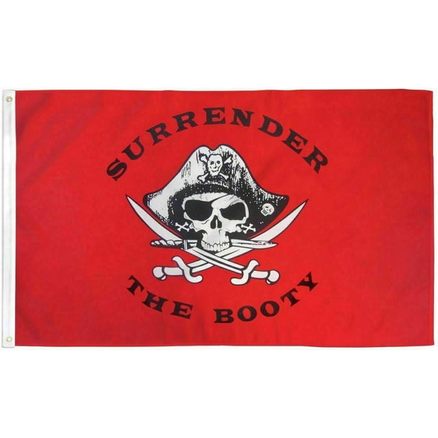 Surrender the Booty Pirate Flag 3x5 FT Polyester Brass Grommets Boat ...