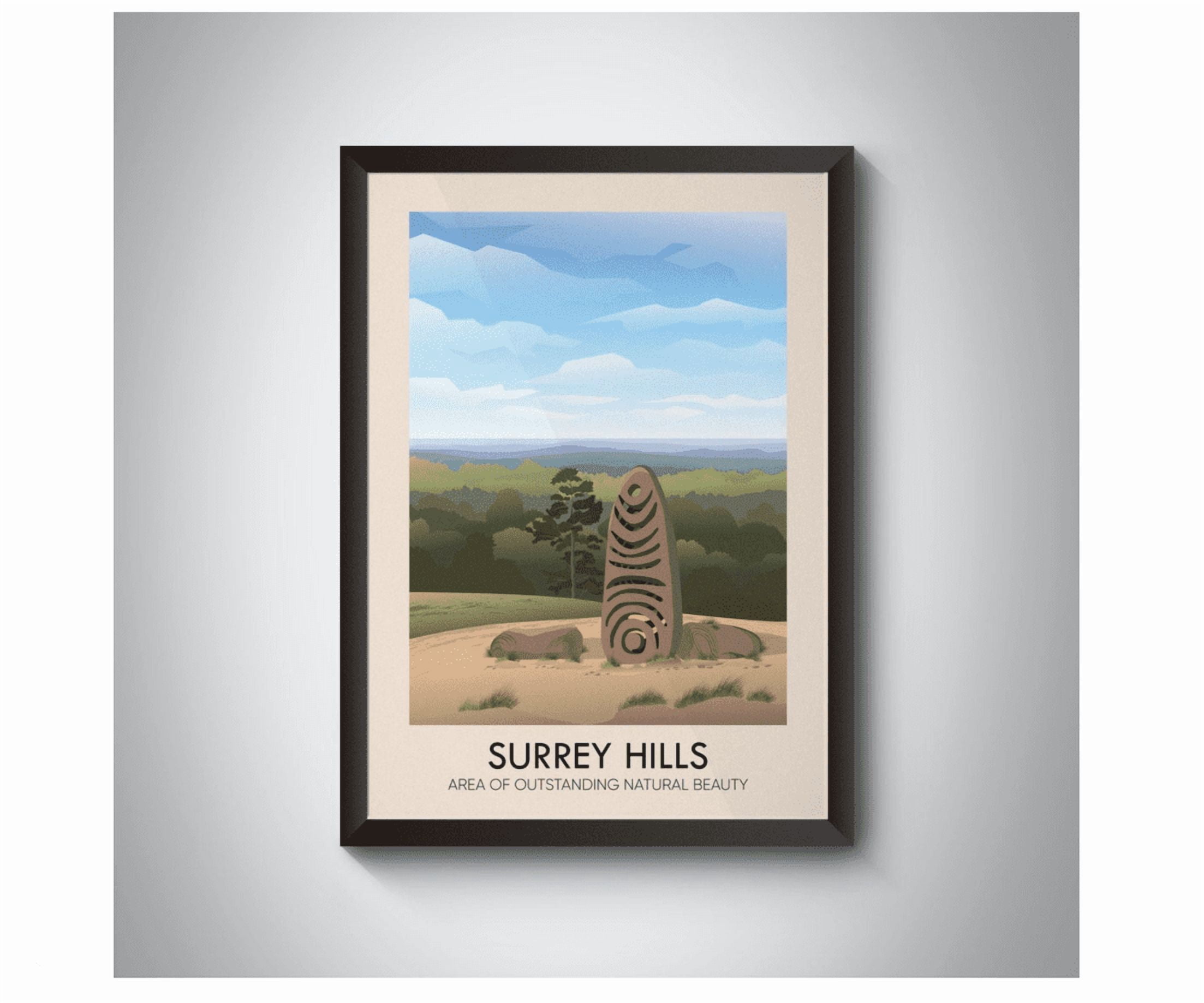Surrey Hills Aonb Travel Poster Leith Hill North Downs Kent Downs Aonb ...