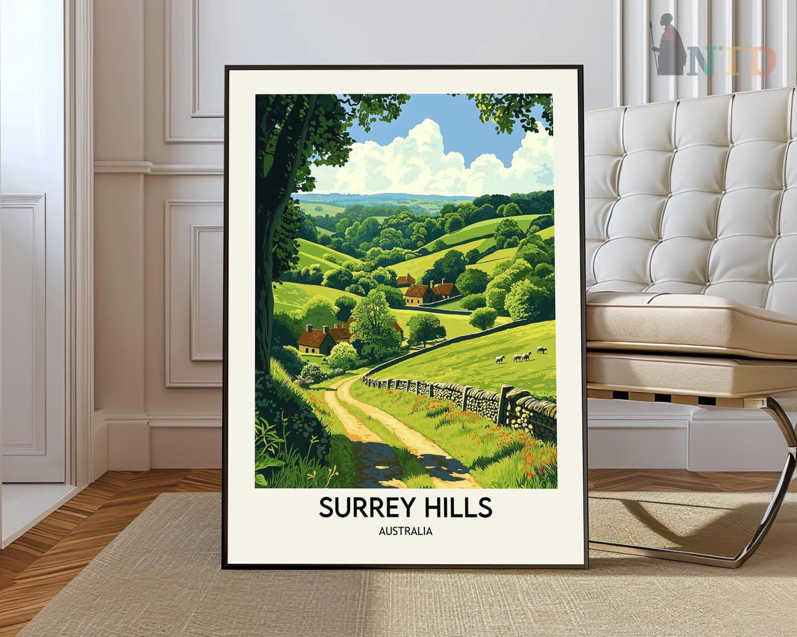 Surrey Hills Poster Surrey Hills Travel Print England Wall Hanging ...