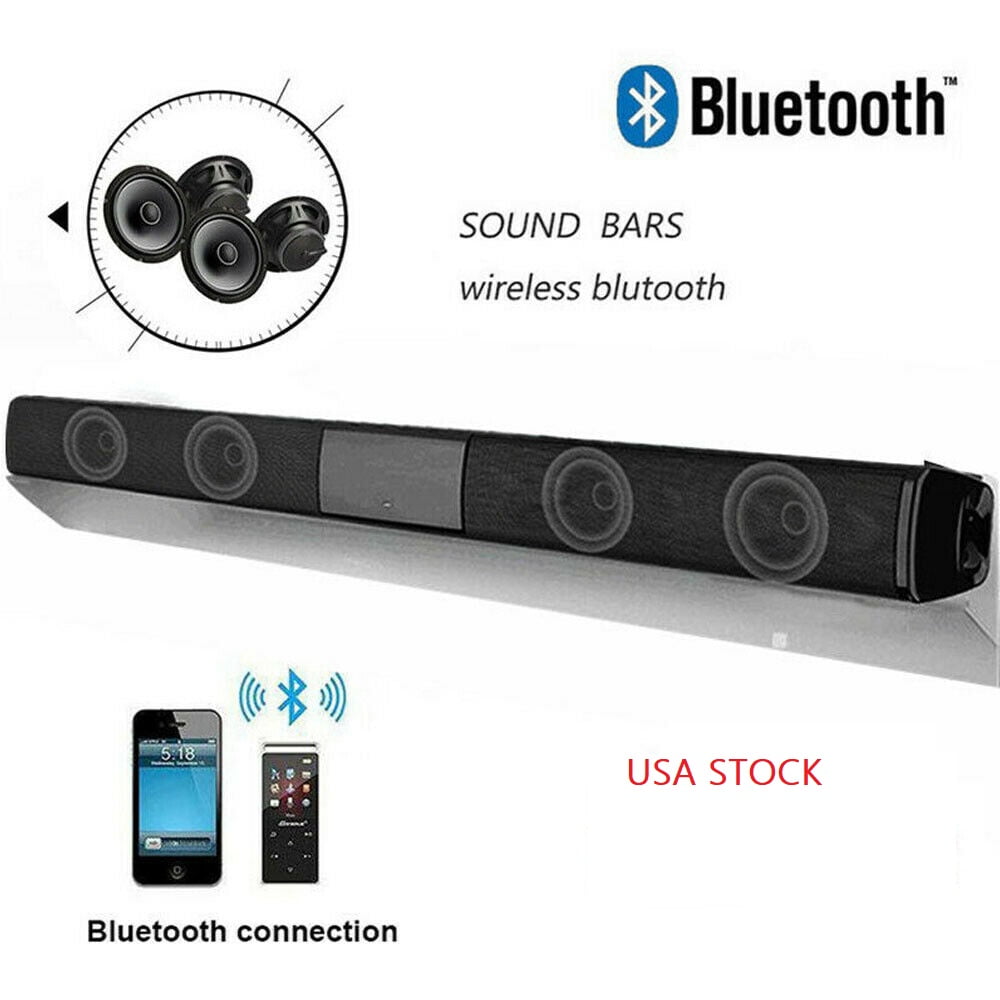 Surround Sound Bar 4 Speaker System Wireless BT Subwoofer TV Home ...