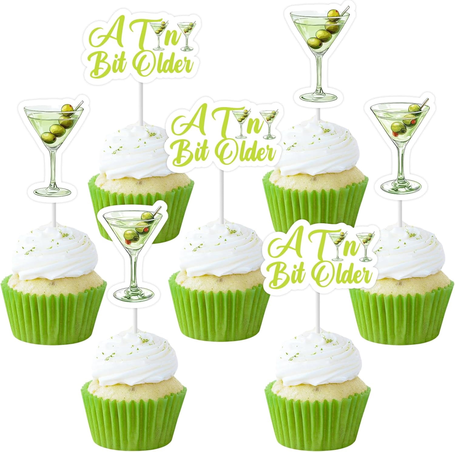 Sursurprise 36Pcs A Tini Bit Older Birthday Cupcake Toppers, Martini ...