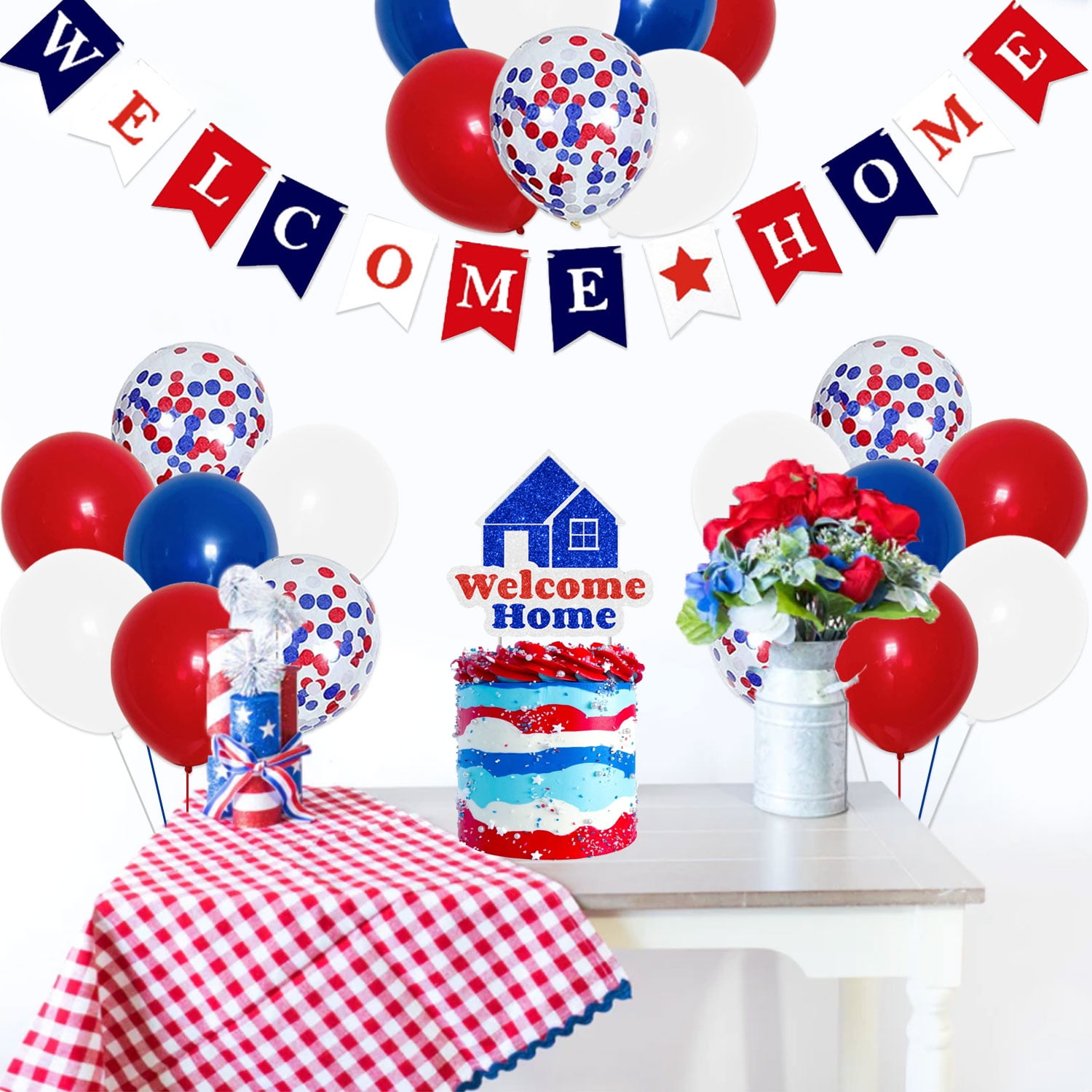 Patriotic Welcome Home Kit: Military Banner & Balloons for Independence ...