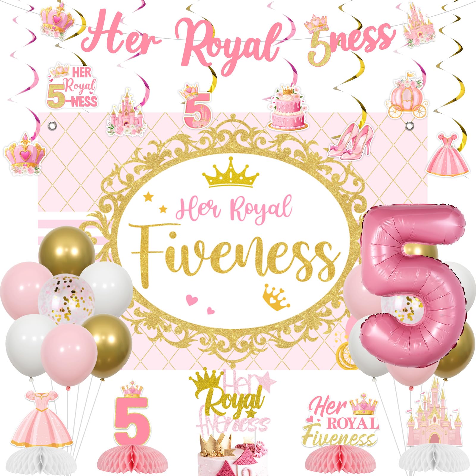Sursurprise Princess 5th Birthday Party Decorations, Her Royal Fiveness ...