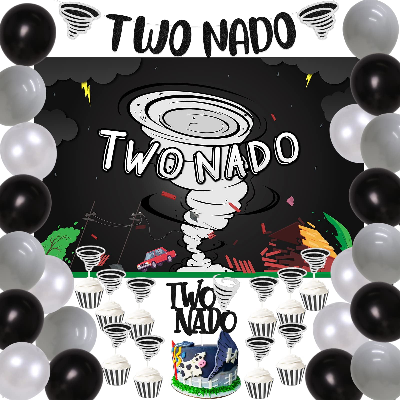 Sursurprise Tornado Birthday Party Decorations, Twonado KKS1 2nd Second ...