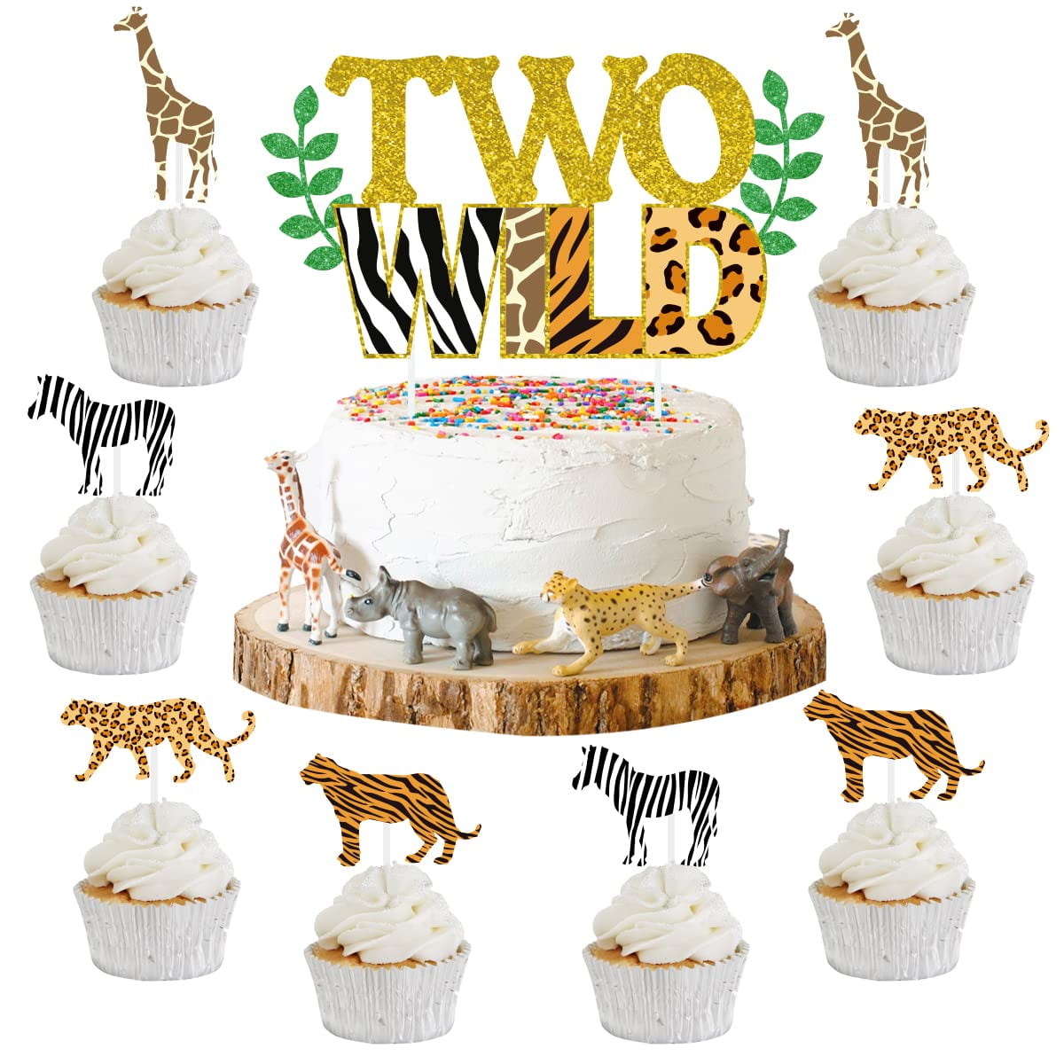Sursurprise Two Wild Cake Topper Jungle RST1 Animals Cupcake Toppers ...