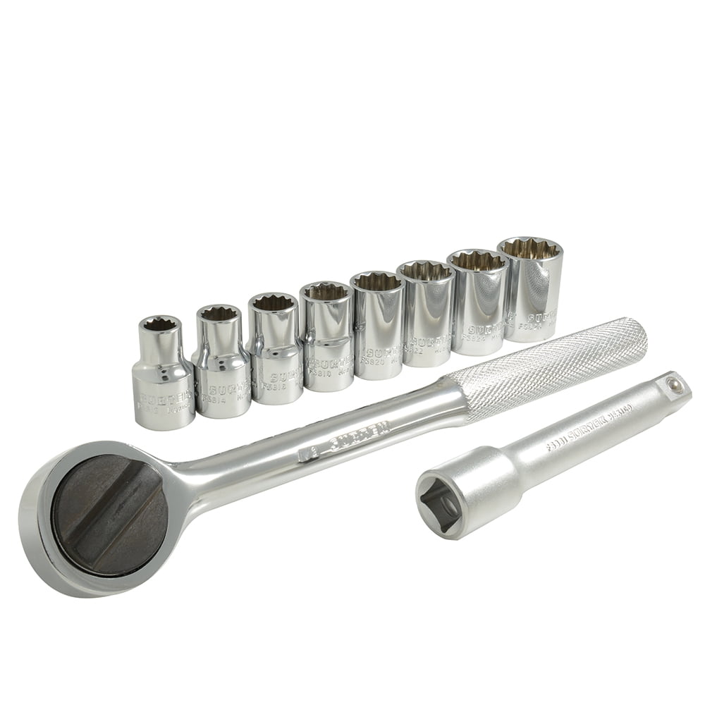 Surtek 10 Imperial Socket Set and Accessories 1/2” , Steel - Walmart.com