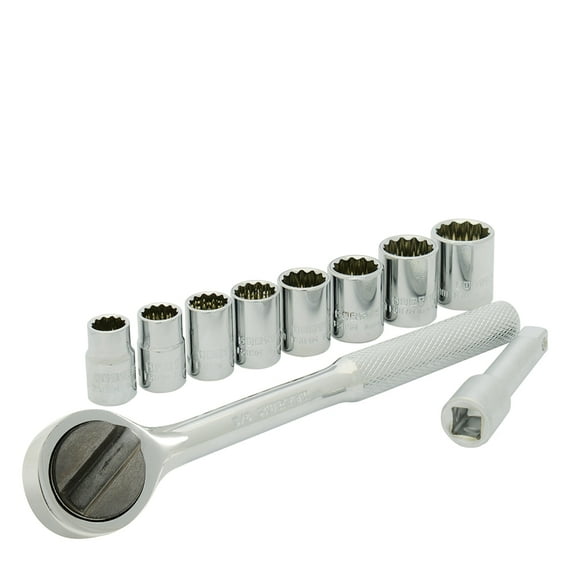 Surtek 10 Socket Set and Metric Accessories 3/8” Rack - Walmart.com