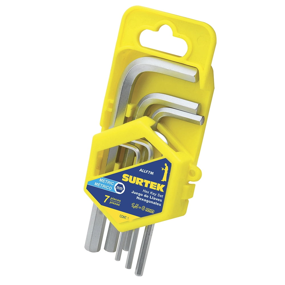 Surtek Hex Key Allen Wrench Set, 7 L-Shaped Metric Pieces on Rack ...