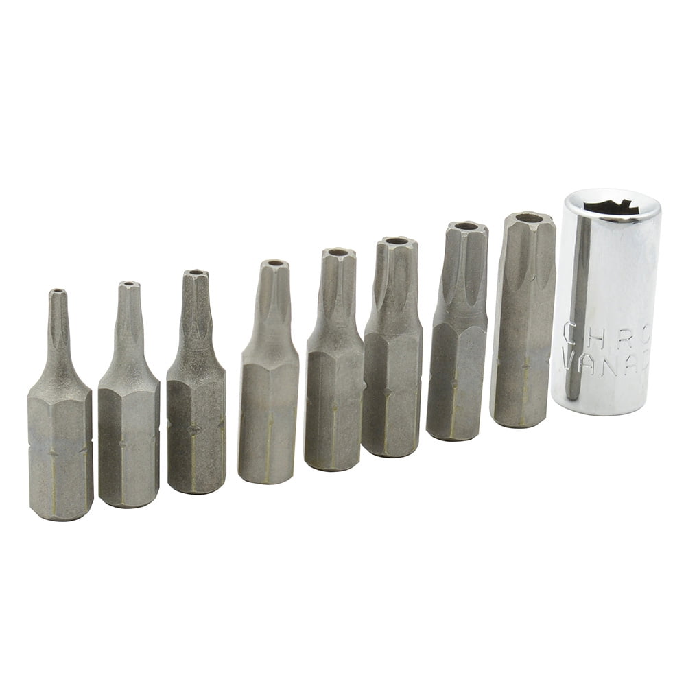 Surtek Interchangeable Torx® Bit Set, T8 to T40, 1/4" Bit Adaptor, 9 ...