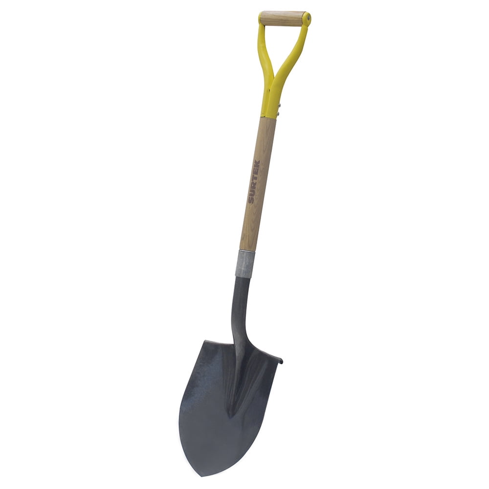 Surtekwith 16 Gauge Steel Blade Wood and Metal Grip Round Shovel ...