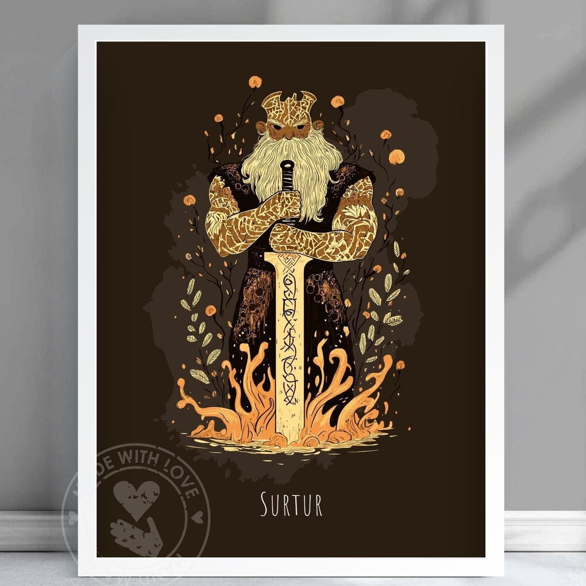 Surtur Poster, Fenrir Fire Giant Of Muspelheim, Norse Mythology Art ...