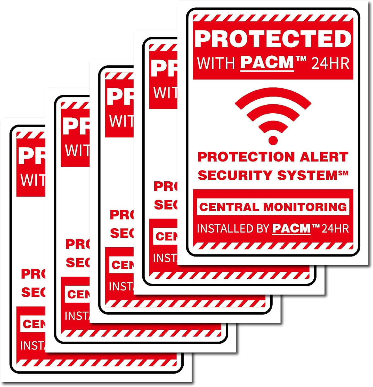 Surveillance Sign Sticker 5Pcs 10 × 7In Waterproofing Protected Warning ...
