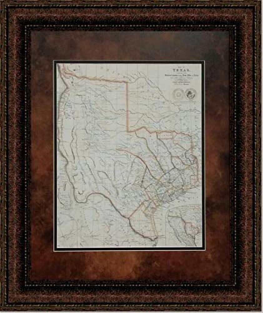 Survey Map of Texas | Framed Historic Texas Map in Double Mat | 19L X ...