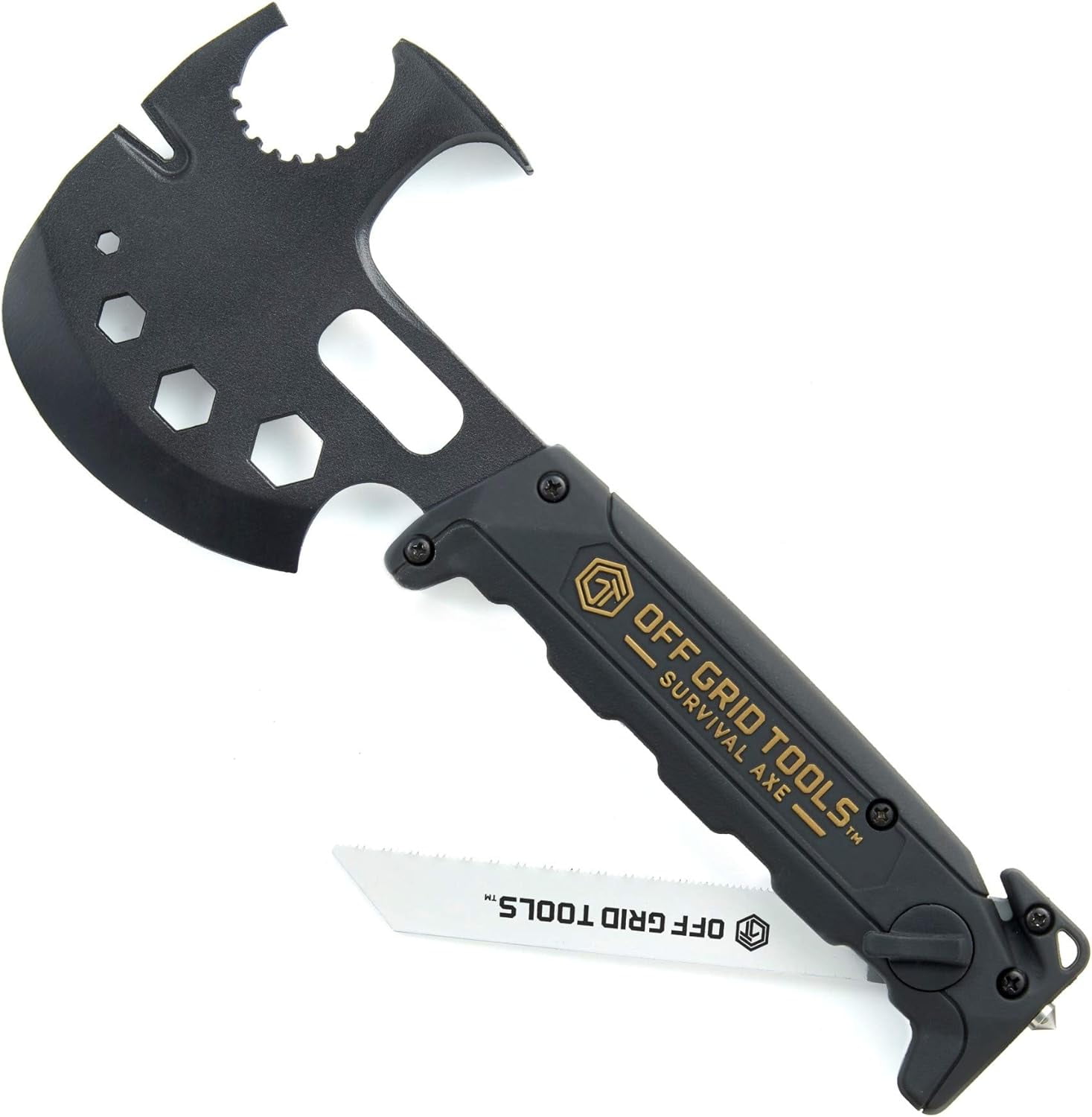 Survival Axe Black, All Steel, Ultimate Outdoor Multipurpose Tool ...