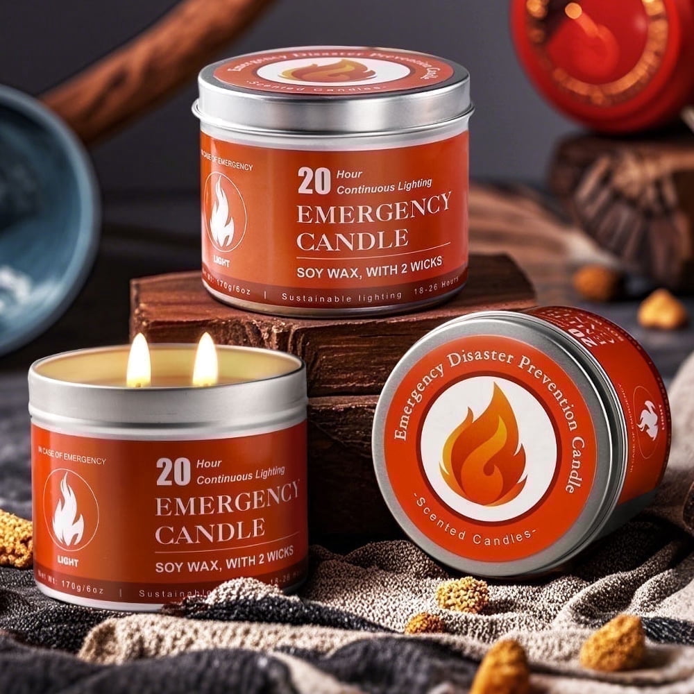 56 STORE 36-Hour Emergency Candle, Unscented Beeswax, 2-Wick Survival ...