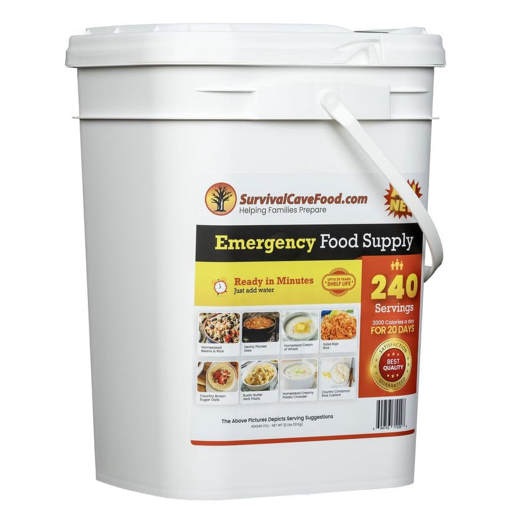 Survival Cave Ultimate 240-Serving Emergency Meal Kit Bucket | 25-Year ...