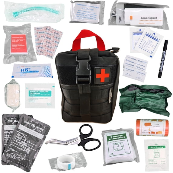 Survival First Aid Trauma Med Kit - Med Kit 5 - Black - Walmart.com