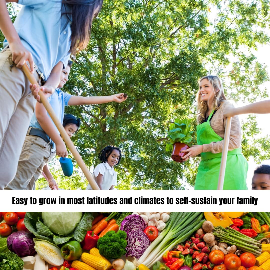 Survival Garden Heirloom FEV6 Seeds Non GMO - 105 Varieties Herb, Fruit and Vegetable Seeds for ...