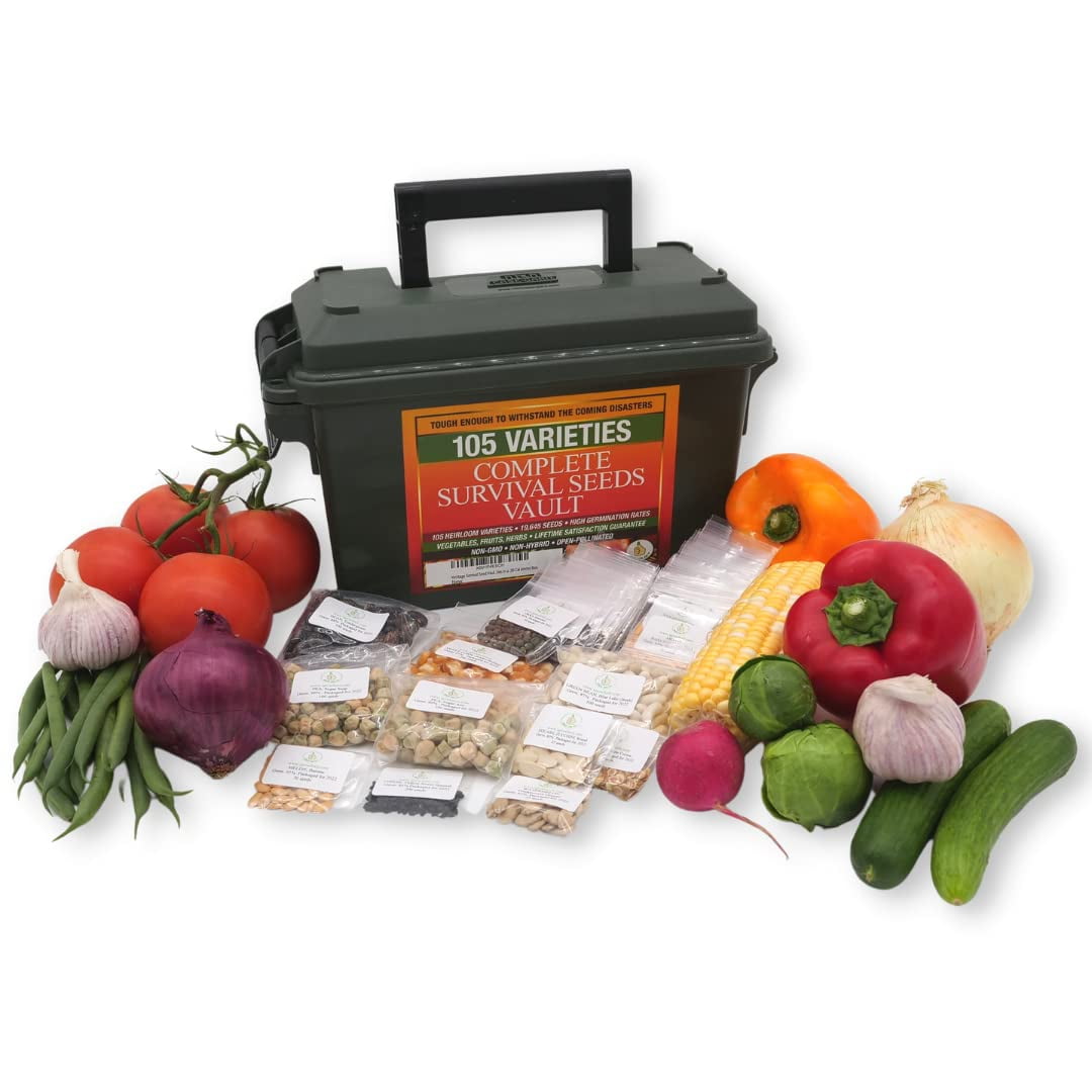 Survival Garden Heirloom TWE5 Seeds Non GMO - 105 Varieties Herb, Fruit and Vegetable Seeds for ...