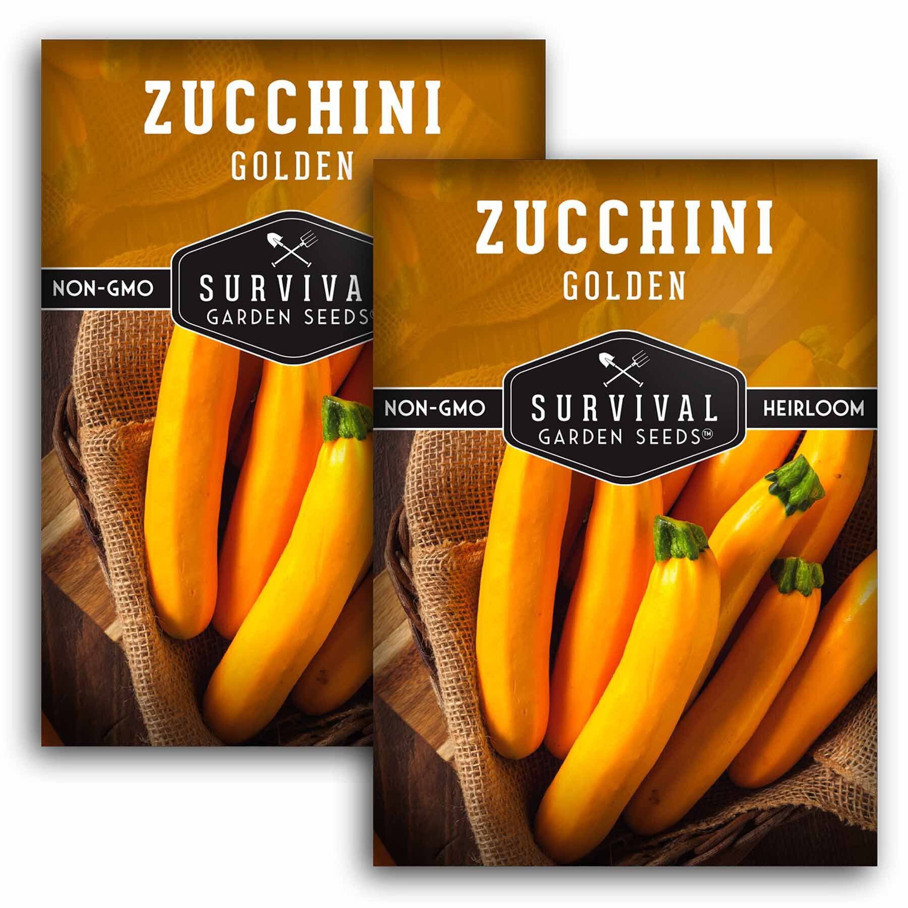 Survival Garden Seeds - 2 Packets of Golden Zucchini Seeds - Non-GMO ...