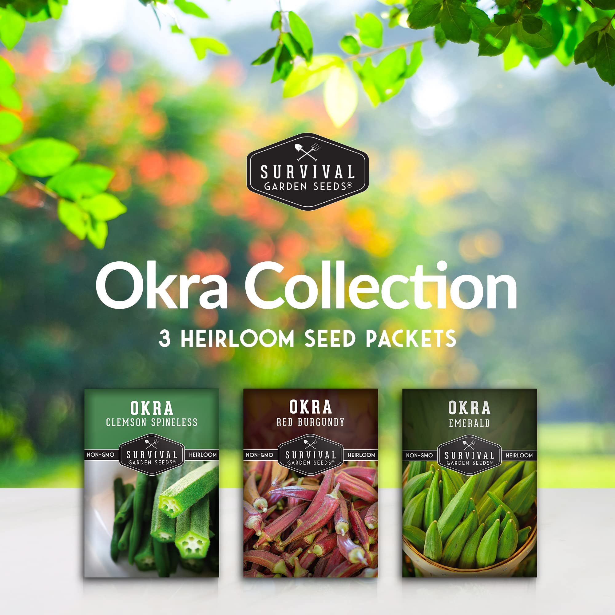 Survival Garden Seeds Okra Seed Collection for H2FSDPlanting - Packets ...