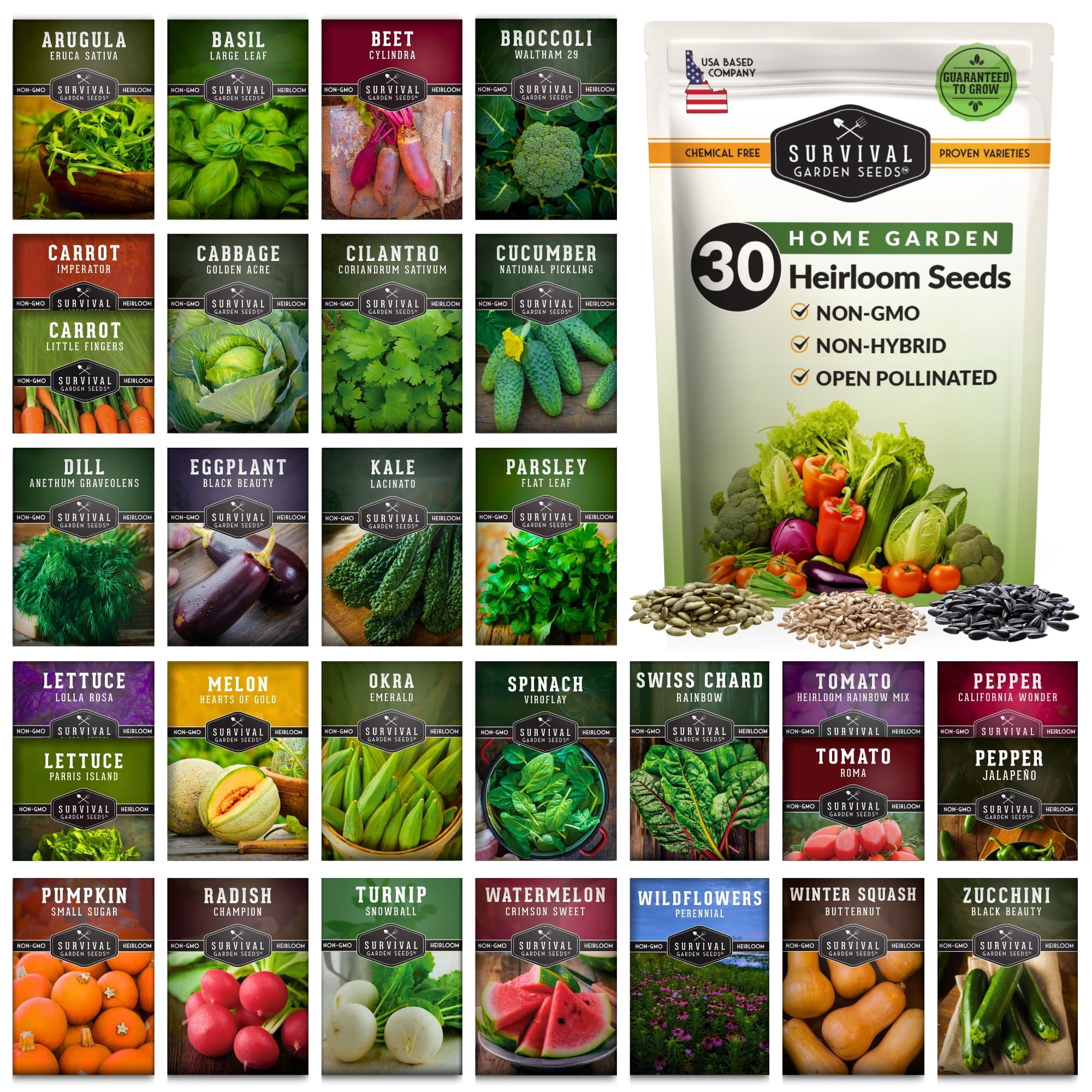 Survival Garden SeedsEGSC Home Garden - 30 Variety Heirloom Seed ...