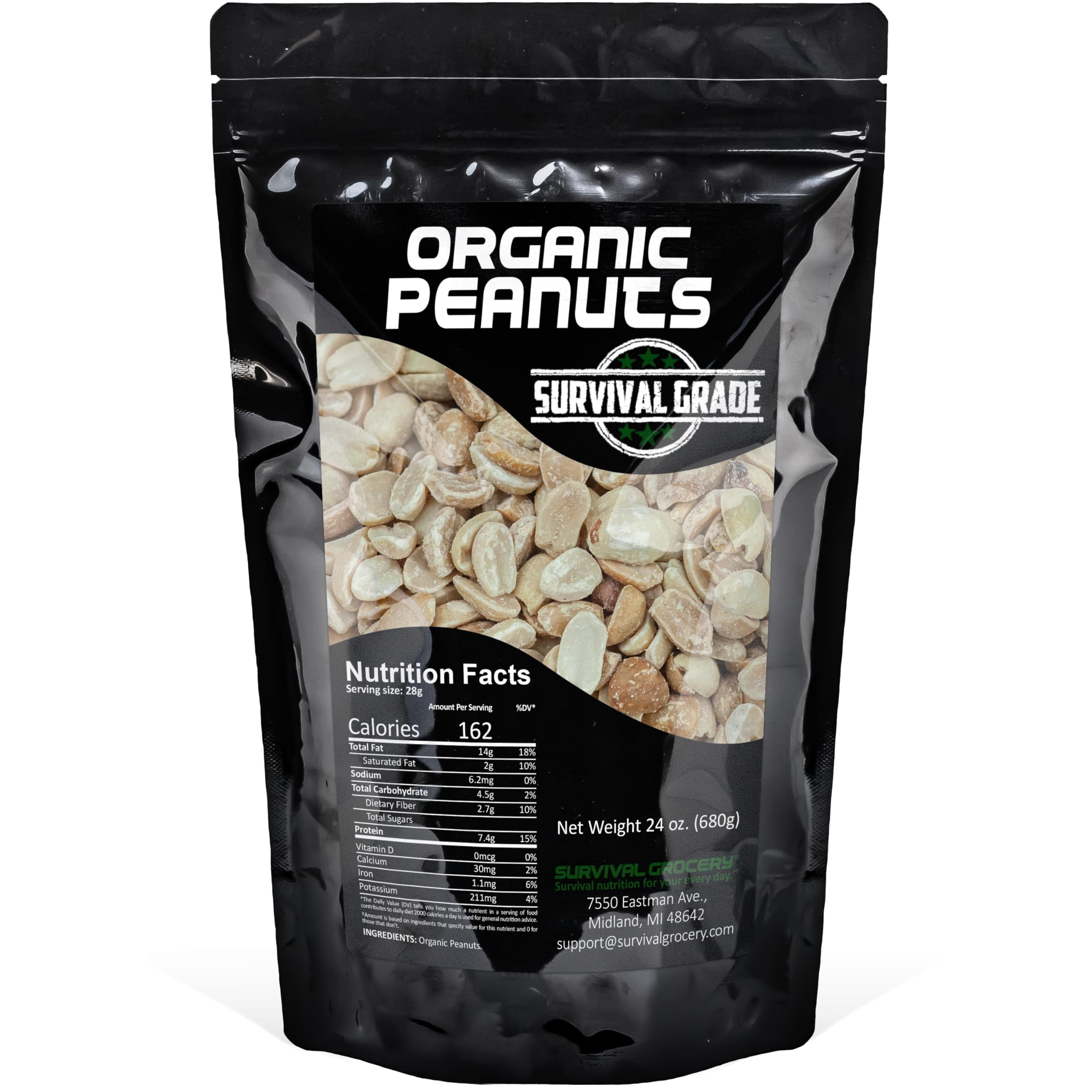 Survival Grocery® Organic Dry BDF32 Roasted Peanuts - Protein Gluten ...