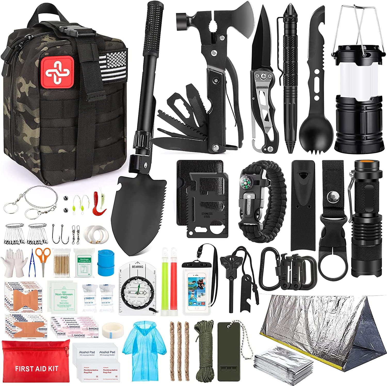 Survival Kit, 250Pcs Survival Gear First Aid Kit with Molle System ...