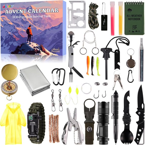 Survival Kit Advent Calendar 2025, 24 Days Outdoor Camping Gear Advent ...