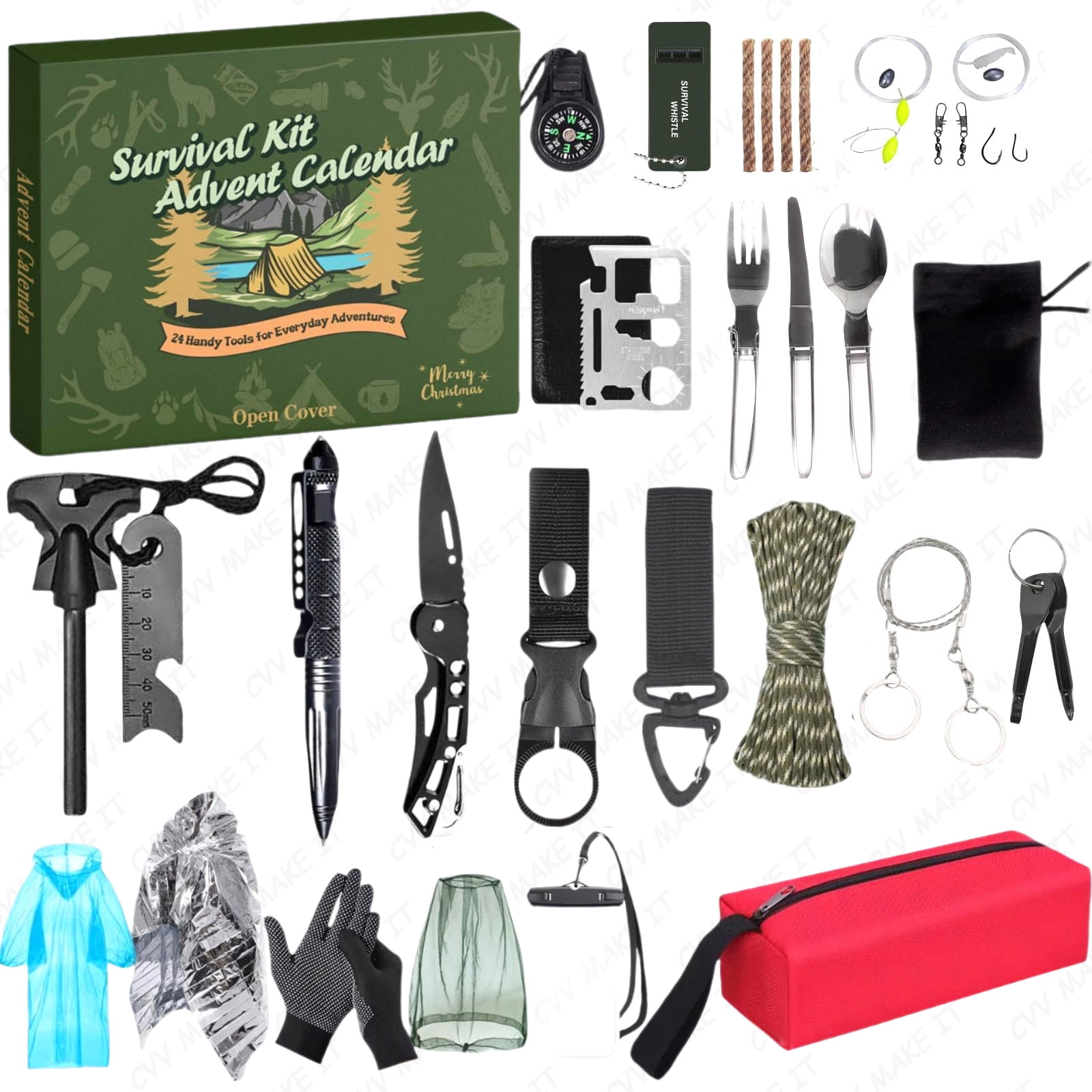 Survival Kit Advent Calendar for Men 2025, 24-Day Christmas Countdown ...