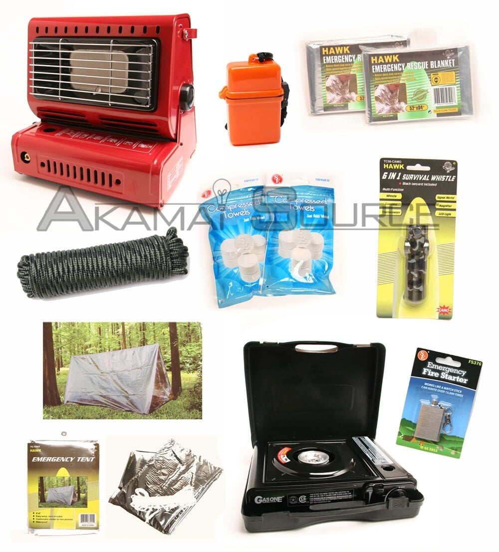 Survival Kit Emergency Camping Gear Butane Stove Heater Tent Doomsday ...