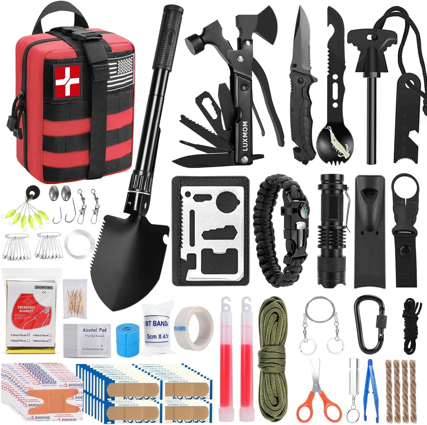 Survival Kit and First Aid Kit, 142Pcs Professional Survival Gear and ...