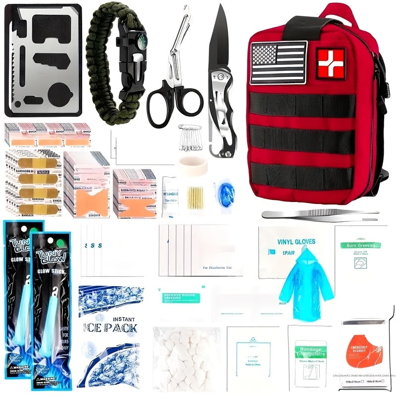 Survival Kit and First Aid Kit, Professional Survival Gear and Equipment with Molle Pouch, for ...