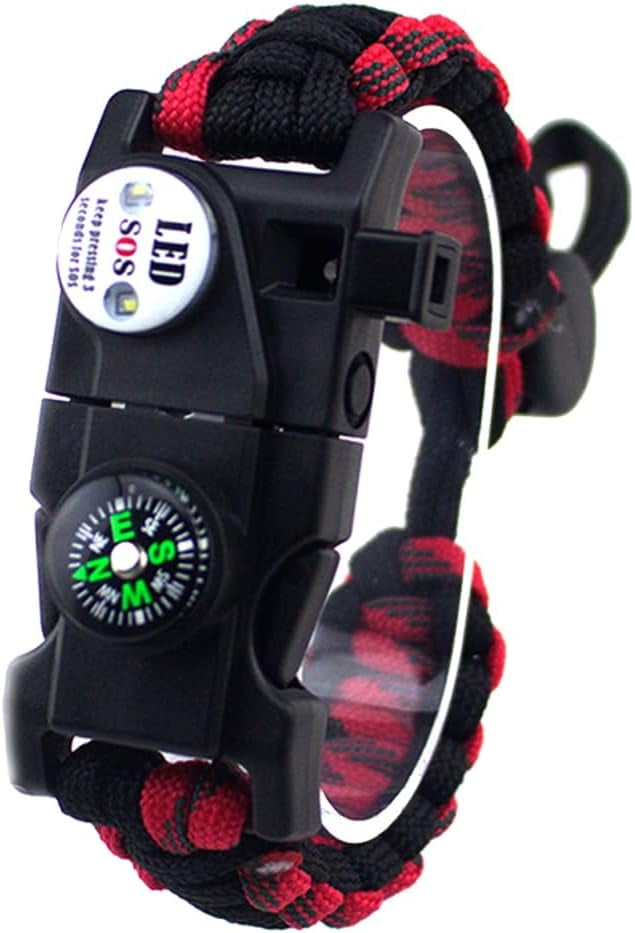 Survival Paracord Bracelet,Fire Starter,Waterproof SOS Light, Compass ...