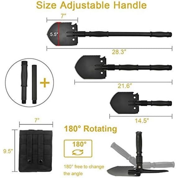 Survival Shovel, (28.3'') Camping Folding Shovel, Military Spade ...