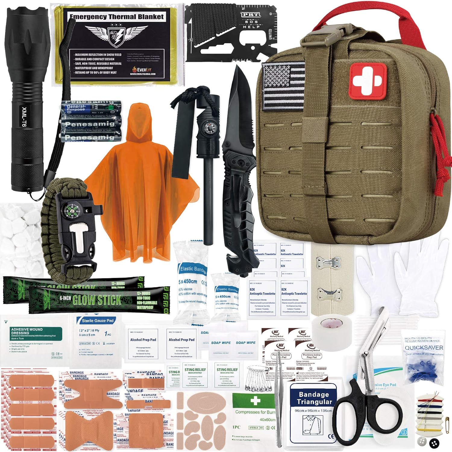 Survival Upgraded Survival First Aid Kit Emergency Gear Trauma Kit with ...