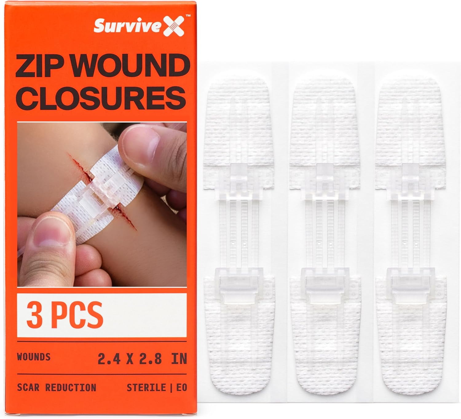 SurviveX Zip Stitch Suture Strips - Doctor-Recommended Wound Care - Stitch-Free Closure - FSA ...