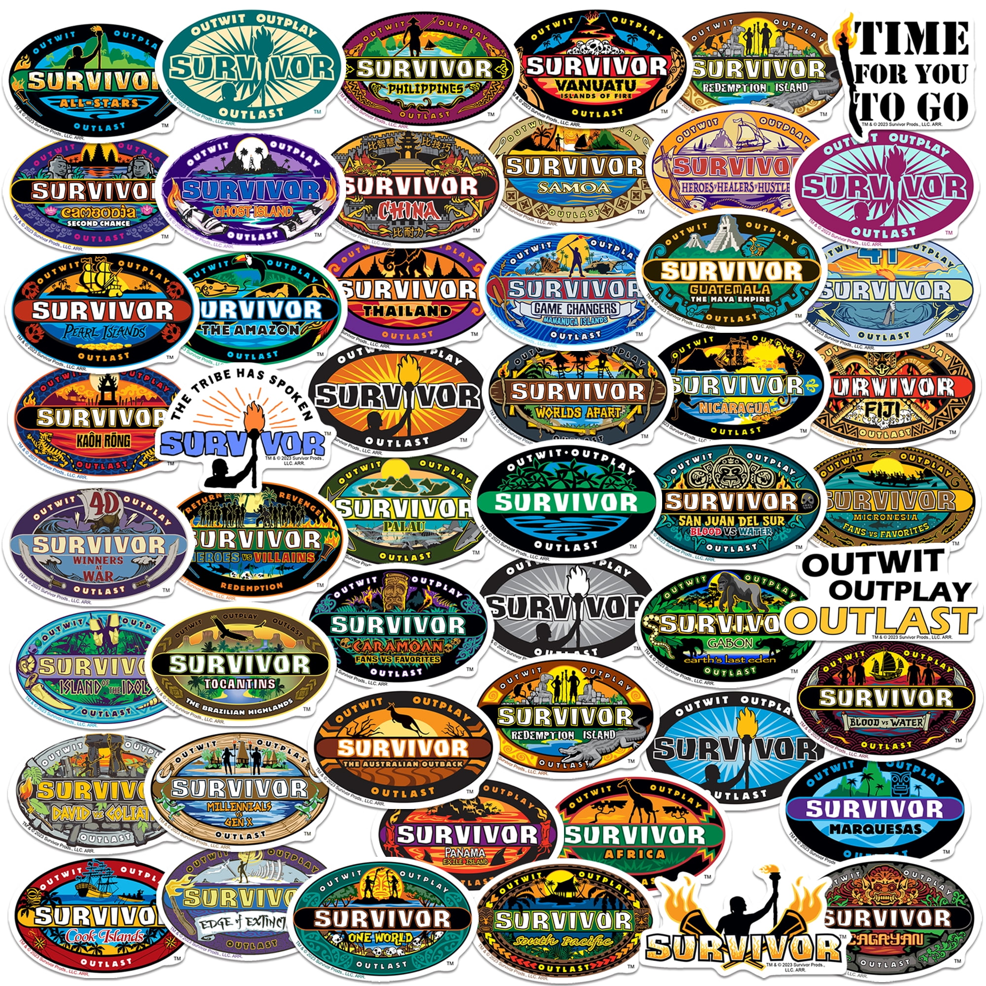 Survivor 50CT Vinyl Large Deluxe Stickers Variety Pack - Laptop, Water ...