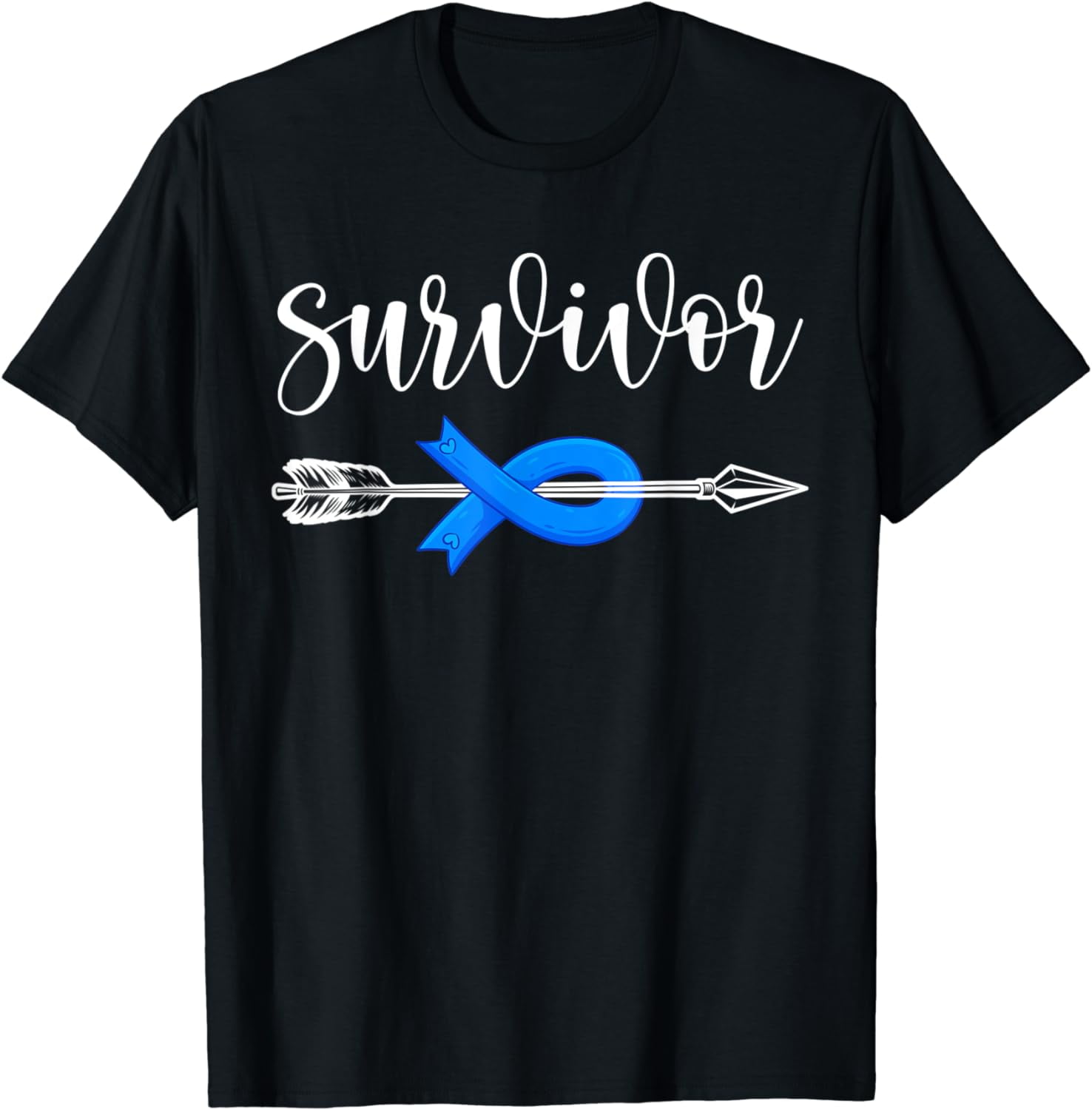 Survivor Warrior Blue Colon Cancer Ribbon Colon Cancer T-Shirt ...
