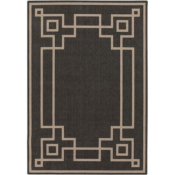 Surya Alfresco Round Area Rug - Black - Camel & Cream - 5 ft. 3 in ...