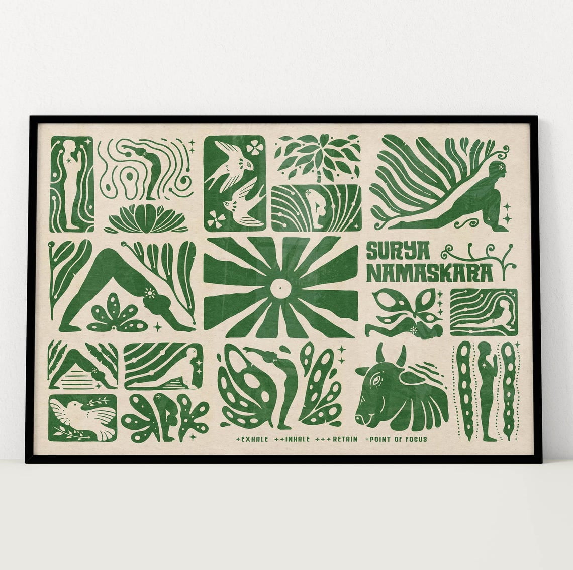 Surya Namaskara Print, Sun Salutation Print, Yoga Print, Yoga Poster ...