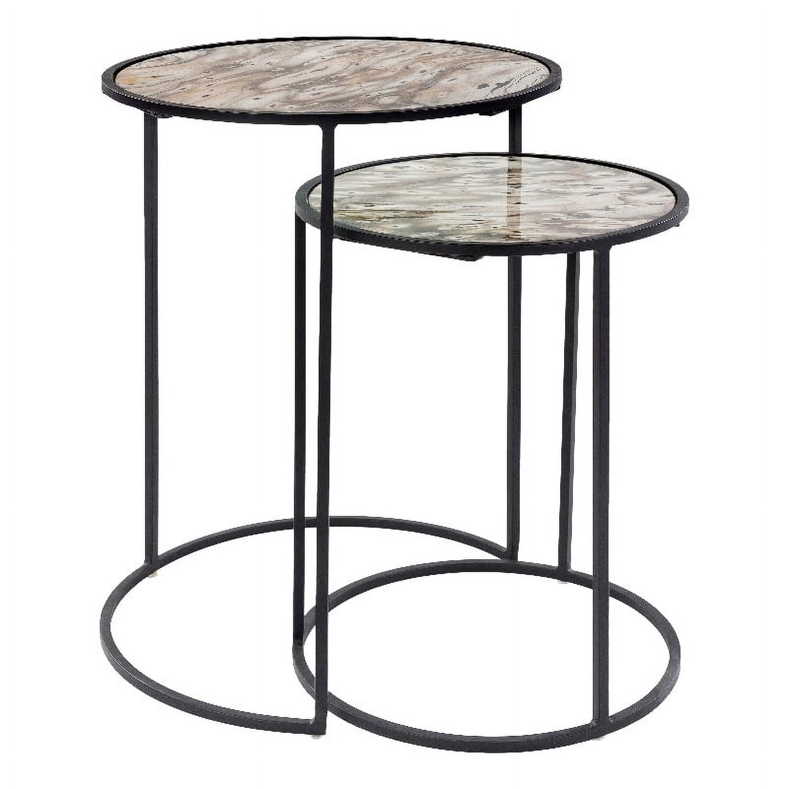 Surya Odina Modern Glass and Metal Nesting Table Set in Black/Khaki ...