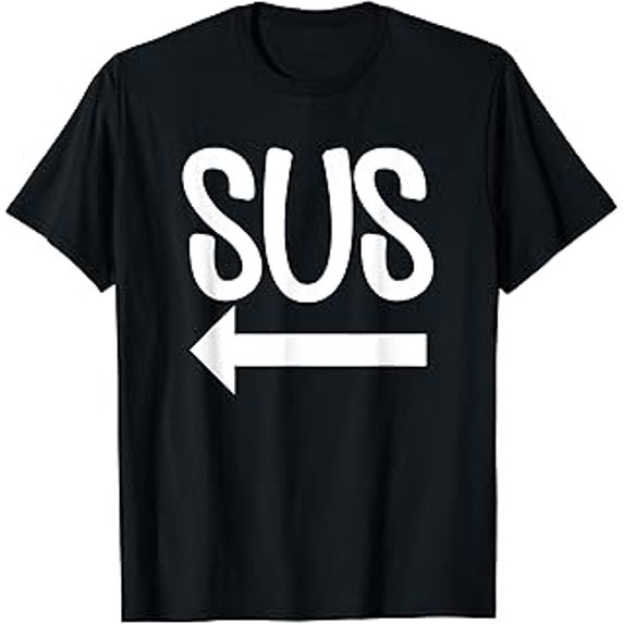 Sus Pointing Arrow Left Gaming Meme Impostor Kinda Sus T-Shirt ...