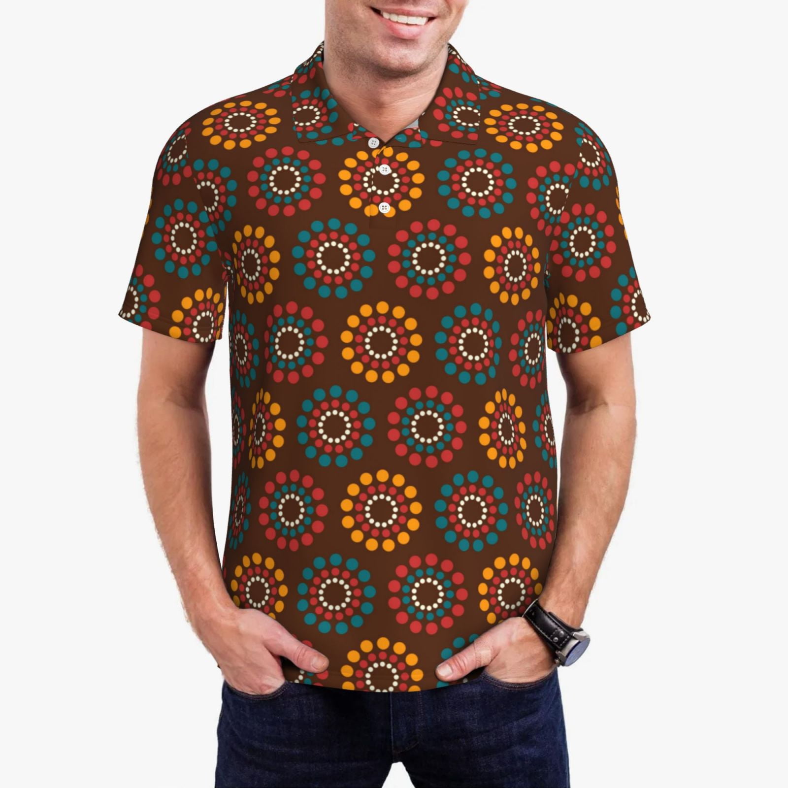 Susaid 60s and 70s Aesthetic1 Print Men's Short Sleeve Polo Shirt, Golf ...