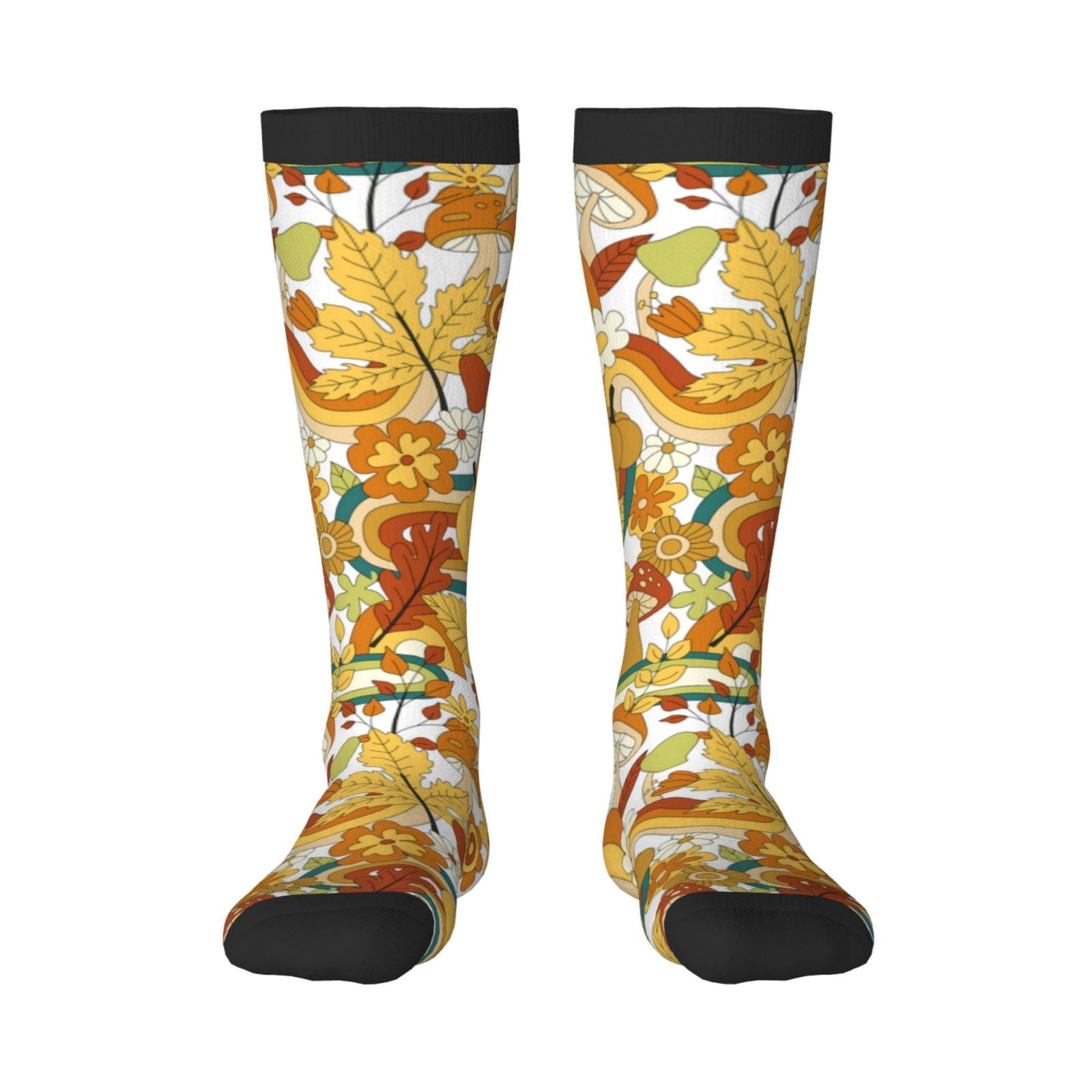 Susaid 70s Groovy Hippie Print Thermal Winter Socks for Men and Women ...