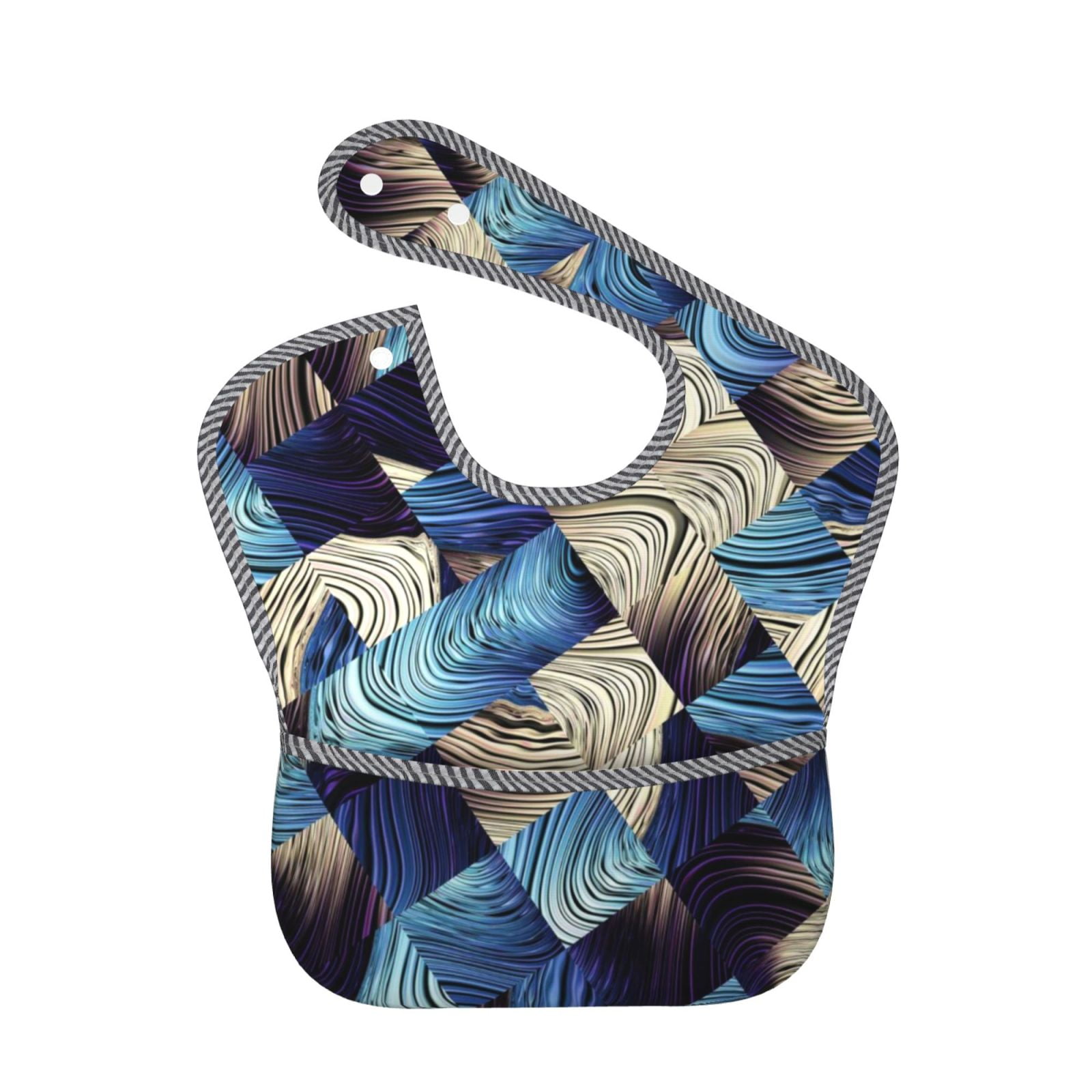 Susaid Abstract Blue Squares Print Bibs for Babies Toddlers Adjustable ...